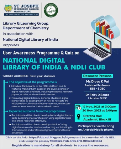 User awareness program on National Digital Library of India - St Joseph ...